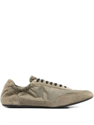 Prada Re-nylon And Suede Elasticized Sneakers - Green