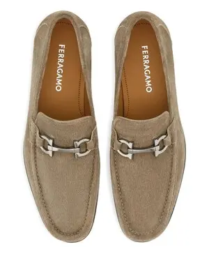 FERRAGAMO Grandioso2 Suede Loafers With Gancini Buckle