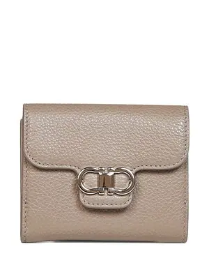 FERRAGAMO Compact Gancini Wallet In Nappa Leather - Grey
