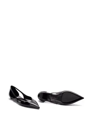 Prada Brushed Leather Cut-out Ballerinas - Black