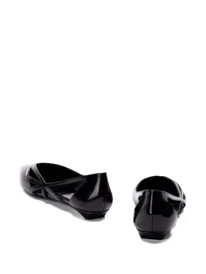 Prada Brushed Leather Cut-out Ballerinas - Black