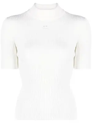 COURREGES Reedition Short Sleeve Ribbed Knit Top