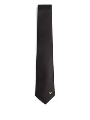 Valentino Garavani Silk Tie With Logo - Black