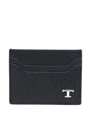TOD`S Leather Cardholder With Grain And T Timeless Metal Logo - Blue