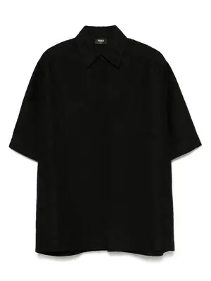Fendi Linen Ff Jacquard Oversize Shirt - Black