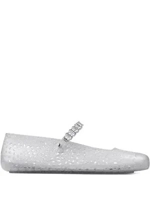 JIMMY CHOO Transparent Jelly Ballet Flats With Crystal Embellishments - Metallic
