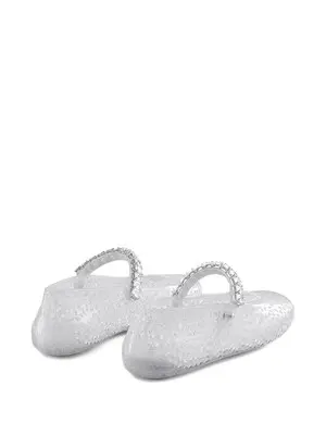 JIMMY CHOO Transparent Jelly Ballet Flats With Crystal Embellishments - Metallic