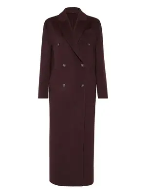 Brunello Cucinelli Double Cashmere Beaver Coat With Pendant - Red