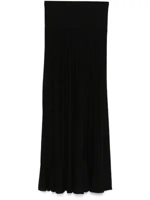 Isabel Marant Long Pleated Knit Skirt Ezra - Black
