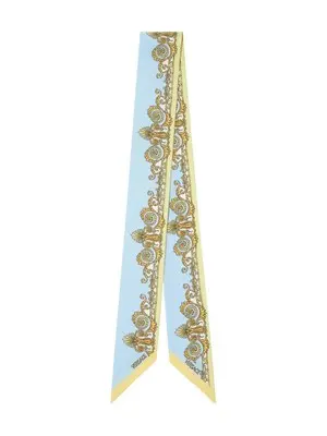 Versace Silk Twill Lavallière With Spring Barocco Print - Blue