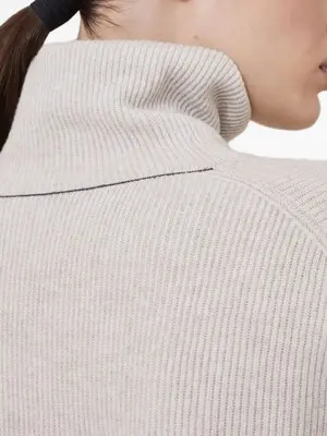 Brunello Cucinelli High Neck Ribbed Sweater