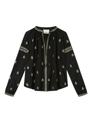 Isabel Marant Étoile Rodis Embroidered Tussar Silk Blouse - Black