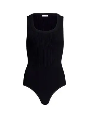 Alaïa Sleeveless Ribbed Knit Bodysuit - Black