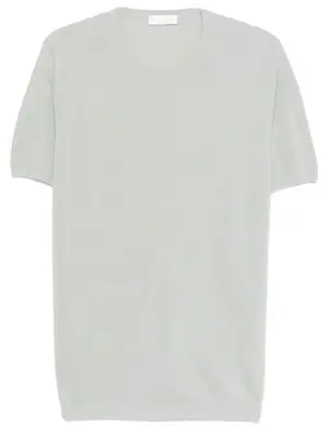 ROBERTO COLLINA Short Sleeve Cotton Blend Sweater Grey