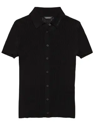 Balenciaga Short Sleeve Ribbed Shirt - Black