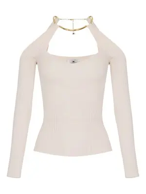 Elisabetta Franchi Knit Top With Jewel Detail