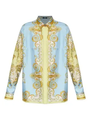 Versace Barocco Print Silk Shirt - Blue