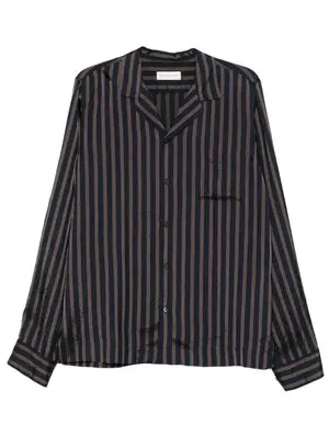Dries Van Noten Carly Shirt In Striped Cupro - Blue