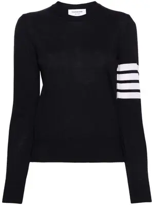 Thom Browne Wool 4-bar Relaxed Pullover - Blue