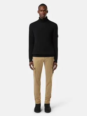 Stone Island High Neck Ribbed Wool Pullover - Black