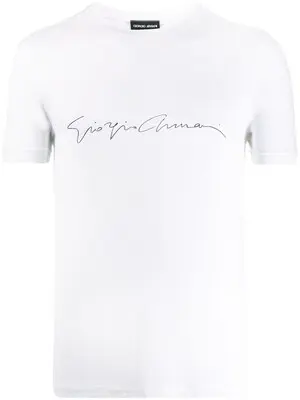 Giorgio Armani Stretch Viscose T-shirt With Signature Logo - White