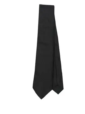 Dolce & Gabbana Silk Tie With Embroidered Logo - Black