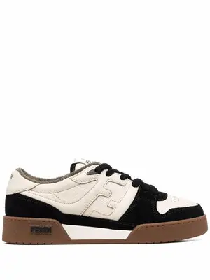 Fendi Match Leather And Suede Sneakers - Black