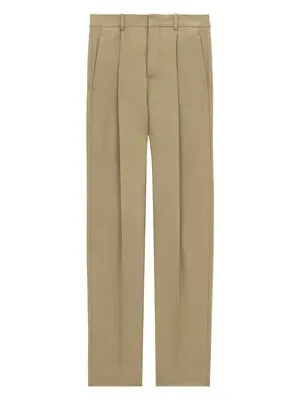 Saint Laurent Wool Gabardine High-waisted Carrot Trousers - Nude & Neutrals