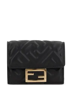 Fendi Micro Nappa Trifold Baguette Wallet - Black