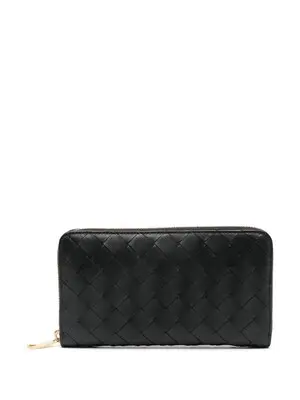 Bottega Veneta Intrecciato Zip Around Wallet - Black