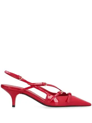 Miu Miu Patent Leather Slingbacks With Buckles - Red