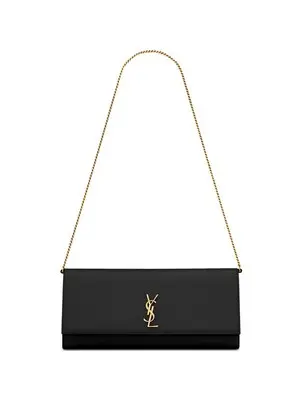 Saint Laurent Kate Clutch In Grain De Poudre Leather - Black