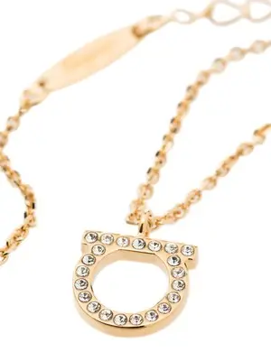 FERRAGAMO Gancini Crystals Necklace - Metallic