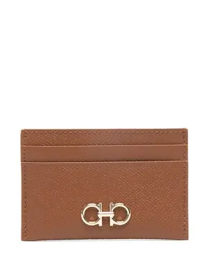 FERRAGAMO Gancini Cardholder In Nappa Leather - Brown