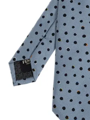 Fendi Silk Neck Tie With Micro Dots - Blue