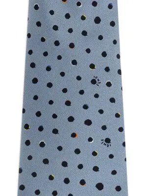 Fendi Silk Neck Tie With Micro Dots - Blue