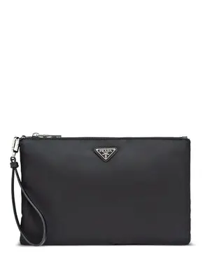Prada Re-nylon And Saffiano Leather Pouch - Black