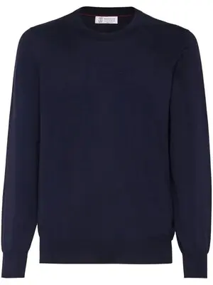 Brunello Cucinelli Lightweight Cotton Crew Neck Sweater - Blue