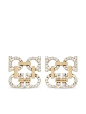 FERRAGAMO Four Gancini Crystal Earrings - Metallic