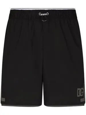 Dolce & Gabbana Thigh-length Monogram Swim Shorts - Black