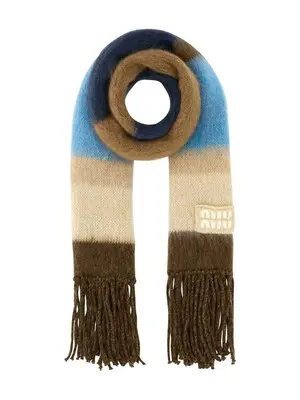 Miu Miu Wool Scarf With Fringes - Blue