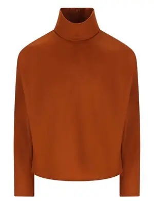 Saint Laurent High Neck Satin Top - Brown