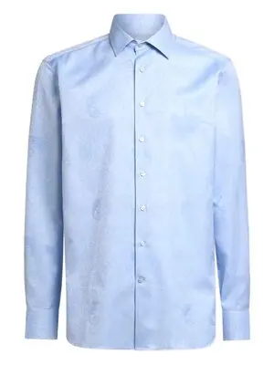 Etro Jacquard Cotton Shirt With Geckos - Blue