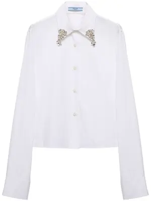 Prada Embroidered Poplin Boxy Shirt