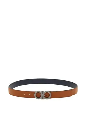 FERRAGAMO Reversible Grained Calf Leather Belt - Brown