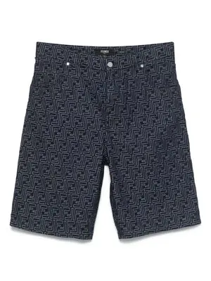 Fendi Jacquard Ff Denim Shorts - Blue