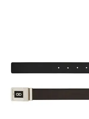 FERRAGAMO Double Square Reversible Leather Belt
