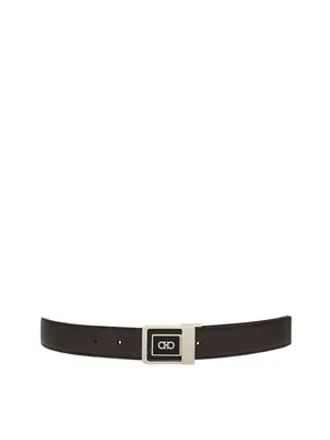 FERRAGAMO Double Square Reversible Leather Belt