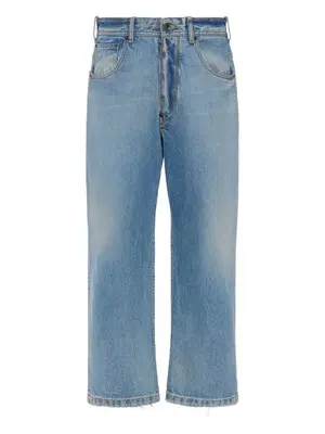 MAISON MARGIELA Washed Cropped Straight Leg Jeans - Blue