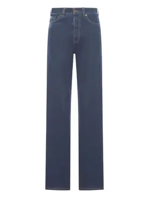 Miu Miu Velvet-effect Jeans With Embroidered Logo - Blue